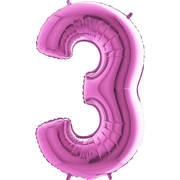 PINK NUMBER 3 BALLOON – The London Balloon Shop