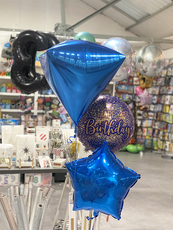 Regal Blue Star & Diamond Birthday Balloon Bunch – The London Balloon Shop