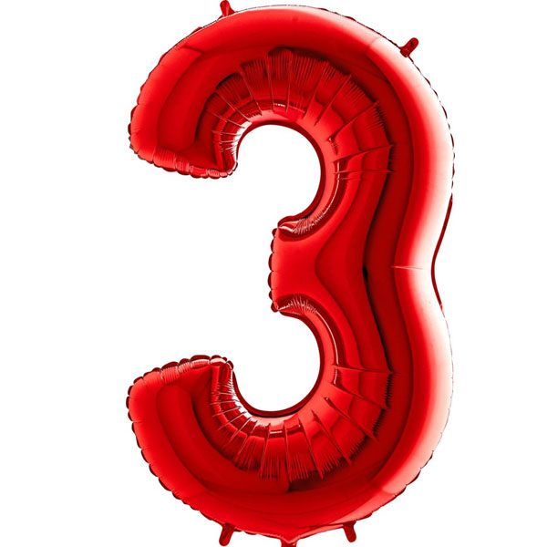 RED NUMBER 3 BALLOON – The London Balloon Shop